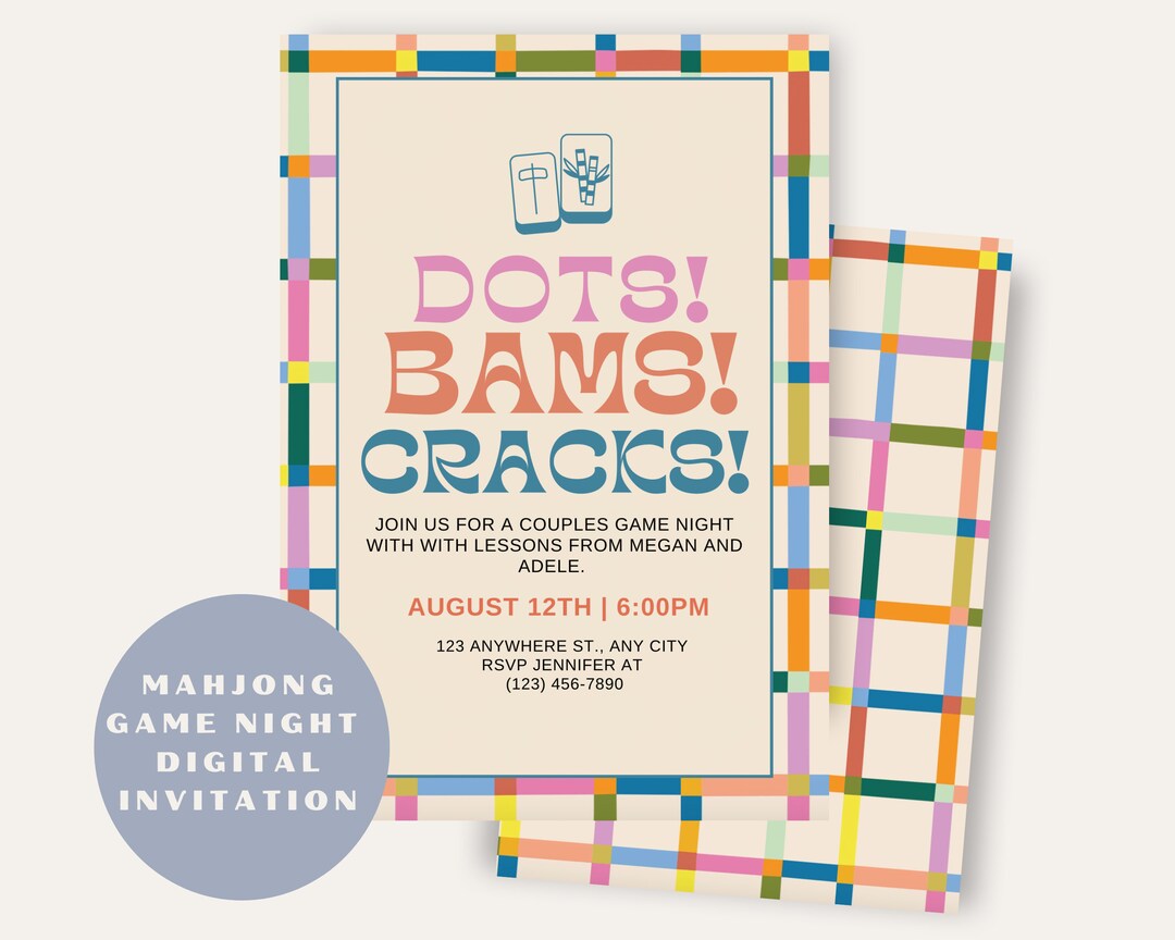 Mahjong Party Invitation Mahj on Party Mahjong Lessons - Etsy