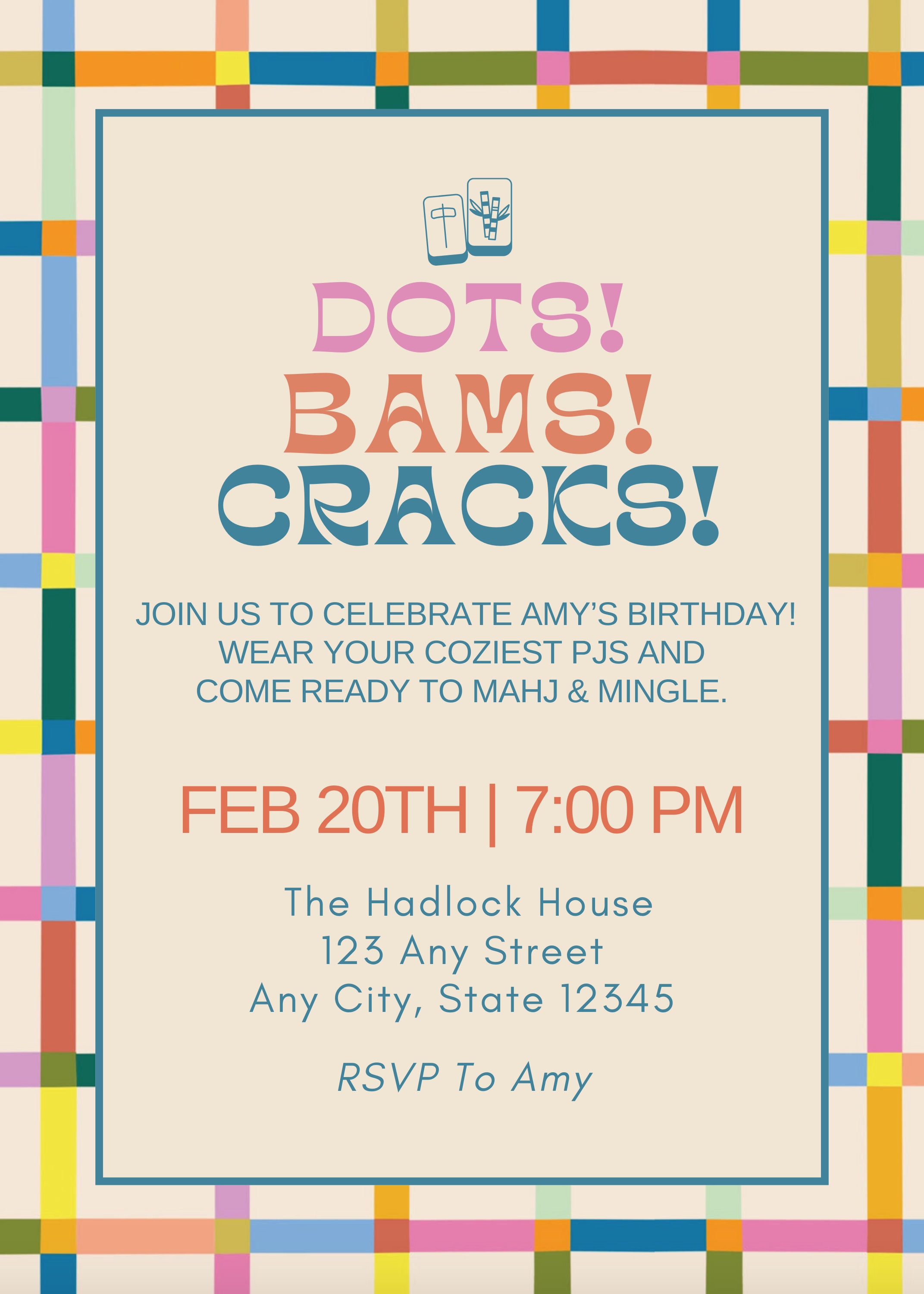 Mahjong Party Invitation | Mahj on Party | Mahjong Lessons Invite ...