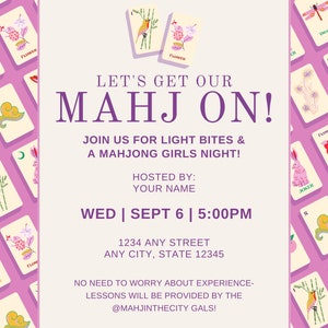 Mahjong Party Invitation: Editable Mahj on Night (digital Download) - Etsy