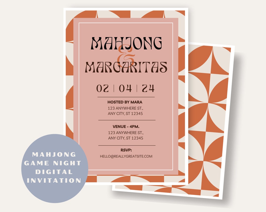 Mahjong Party Invitation Mahj on Party Mahjong Lessons - Etsy
