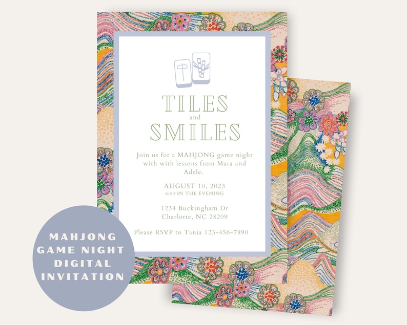 Mahjong Party Invitation Mahj on Party Mahjong Lessons - Etsy