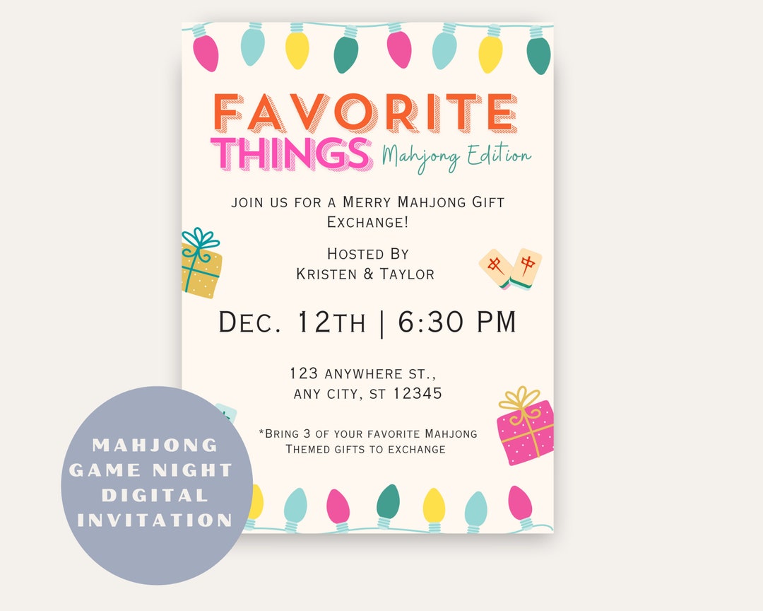 Mahjong Holiday Party Invitation Mahj on Party Mahjong - Etsy