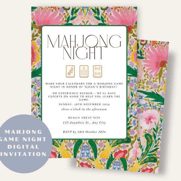 Mahjong Invitation - Etsy