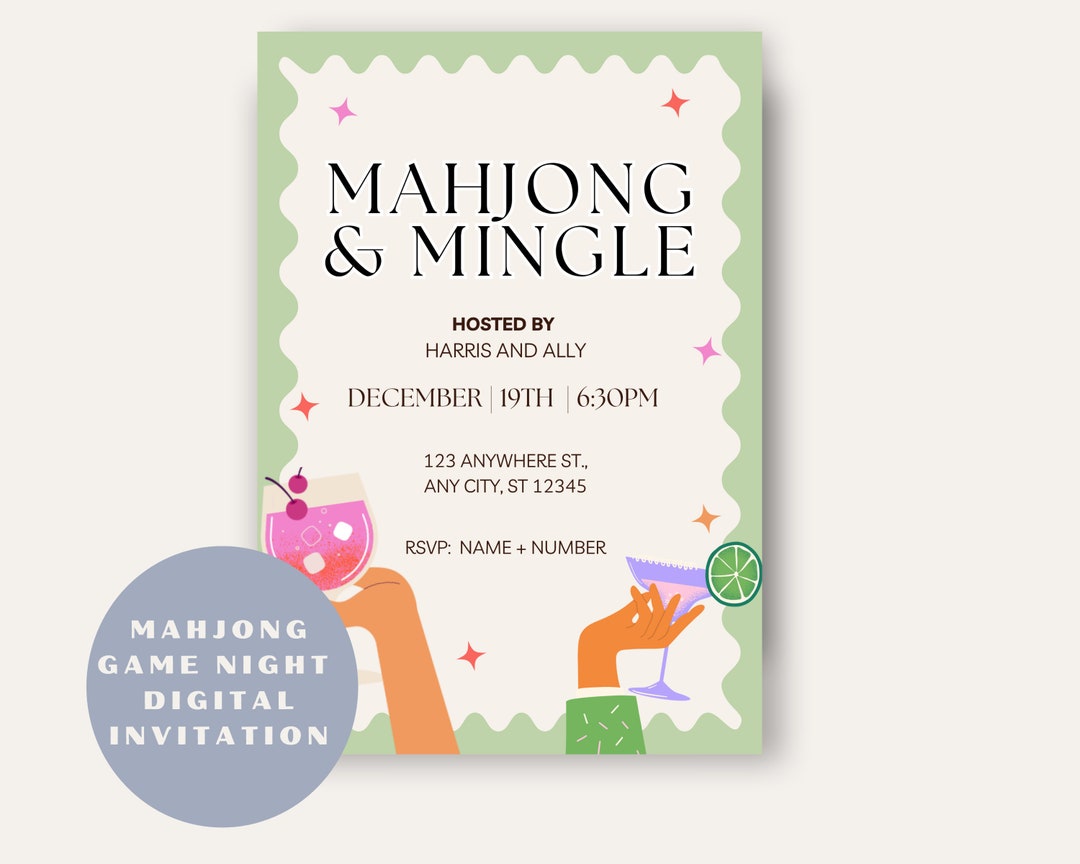 Mahjong Party Invitation Mahj on Party Mahjong Lessons - Etsy
