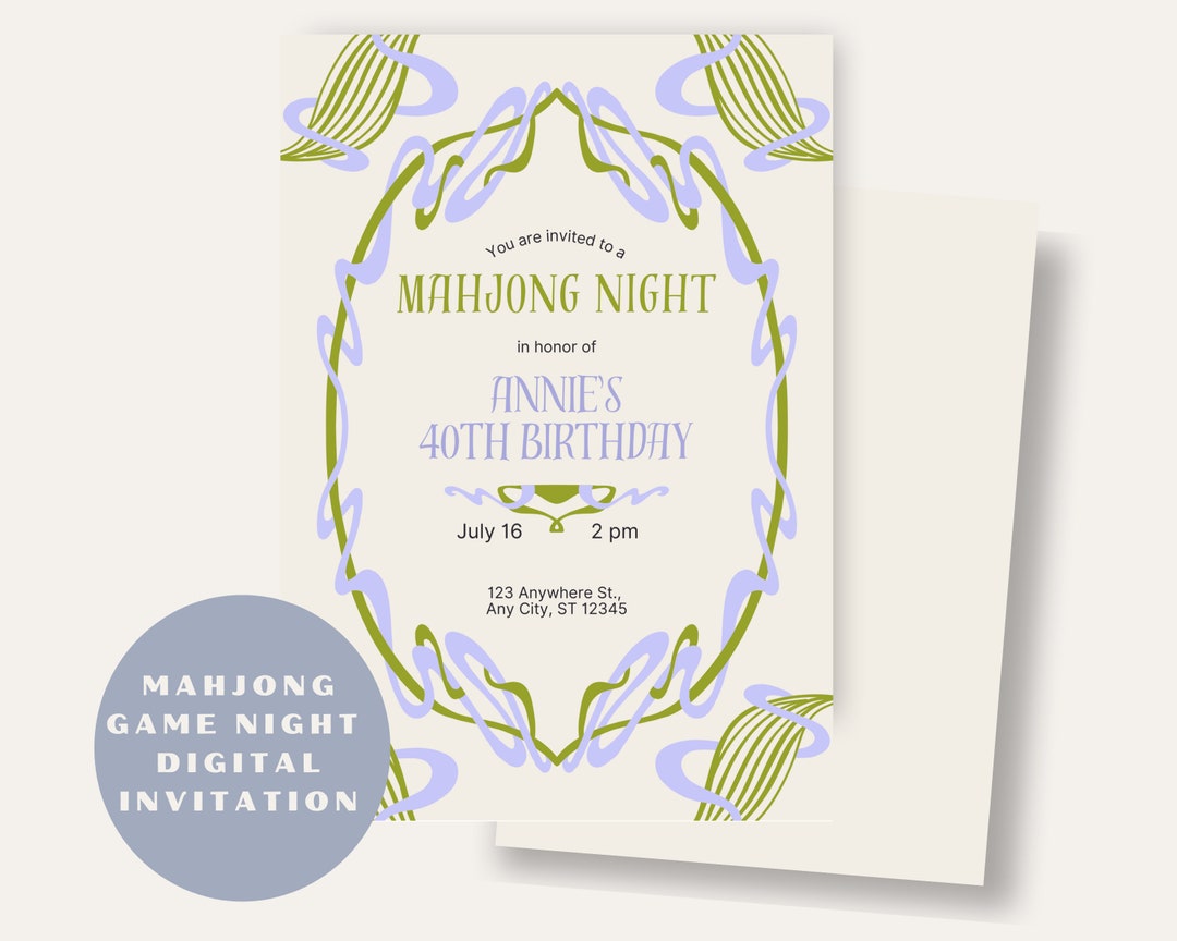 Mahjong Party Invitation Mahj on Party Mahjong Lessons - Etsy