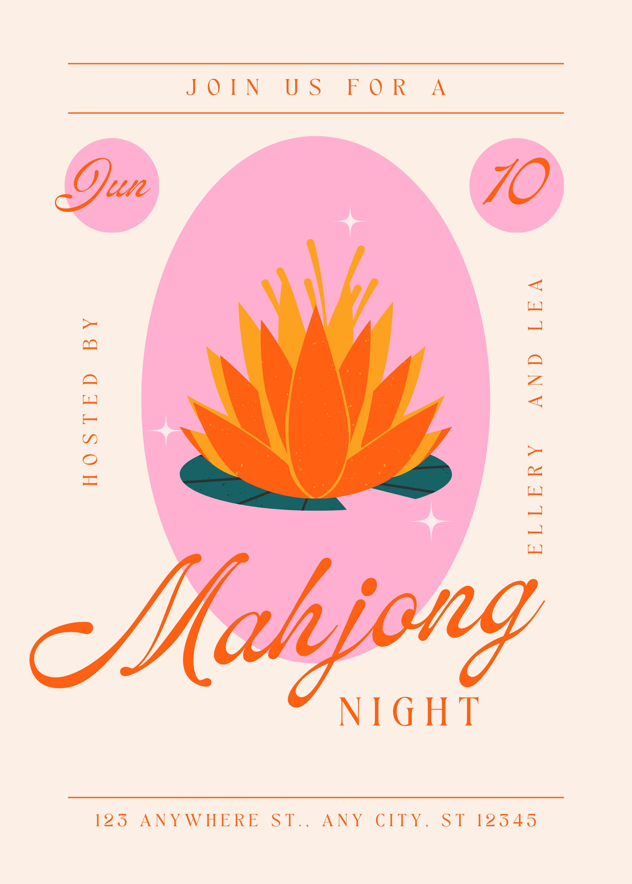 Colorful Preppy Mahjong Lesson Party Invitation - Customizable Instant ...