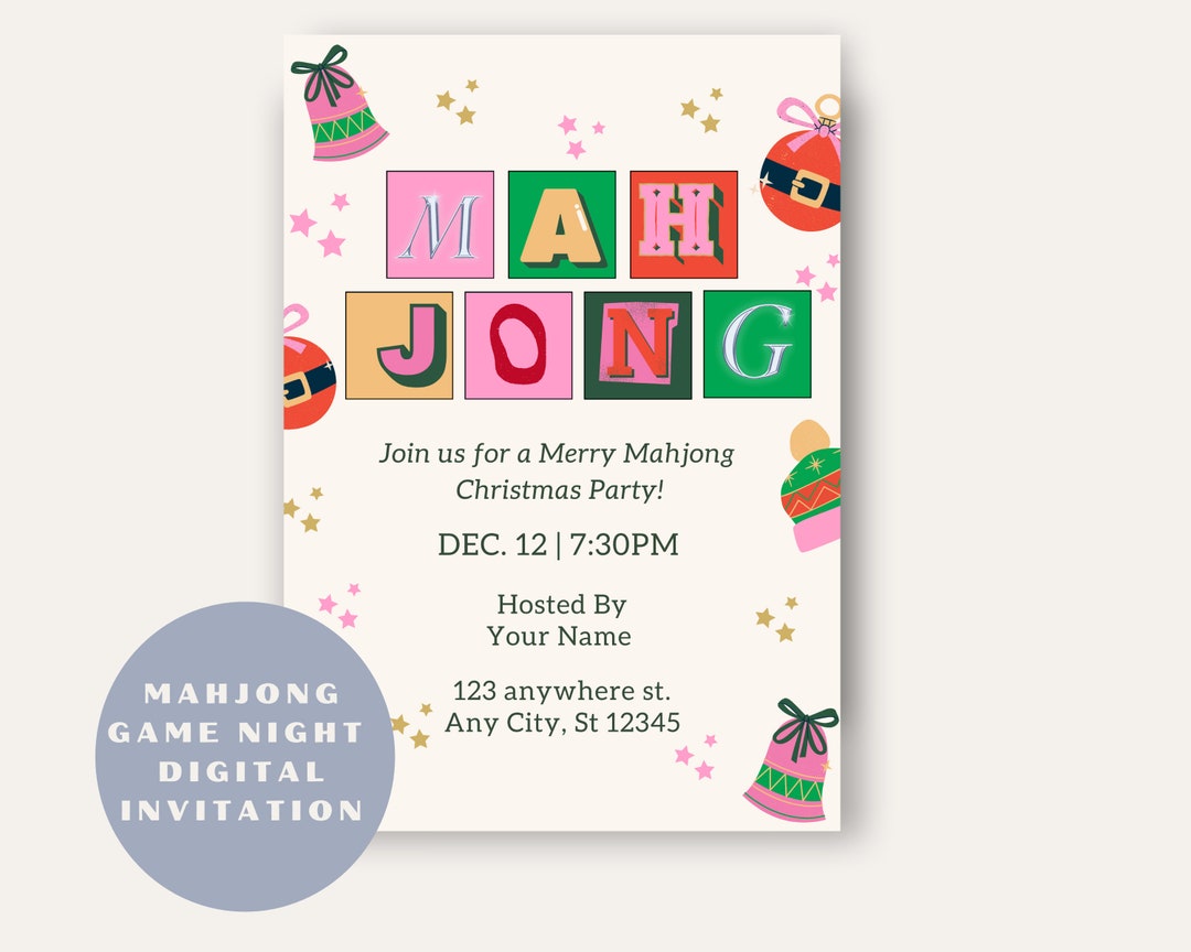 Mahjong Holiday Party Invitation Mahj on Party Mahjong - Etsy