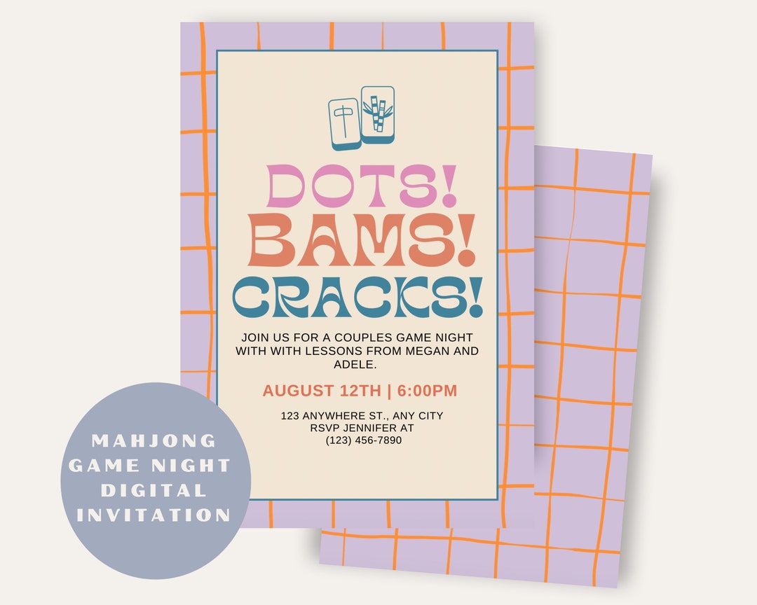 Mahjong Party Invitation Mahj on Party Mahjong Lessons - Etsy