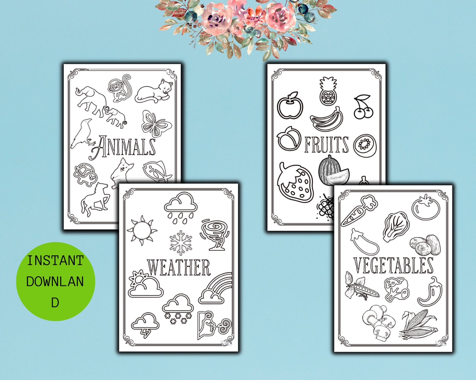 Printable Colouring Sheets, Instant Download ,coloring Pages for Kids ...