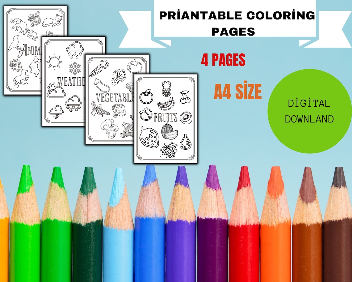 Printable Colouring Sheets, Instant Download ,coloring Pages for Kids ...