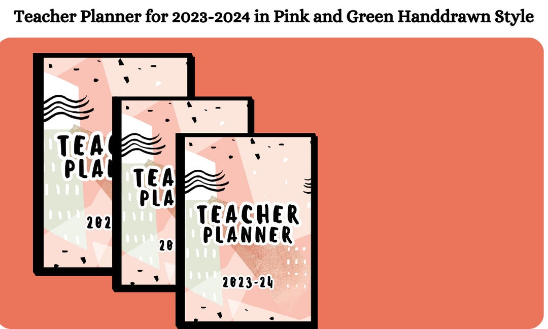 Teacher Planner for 2023-2024 in Pink and Green Handdrawn - Etsy