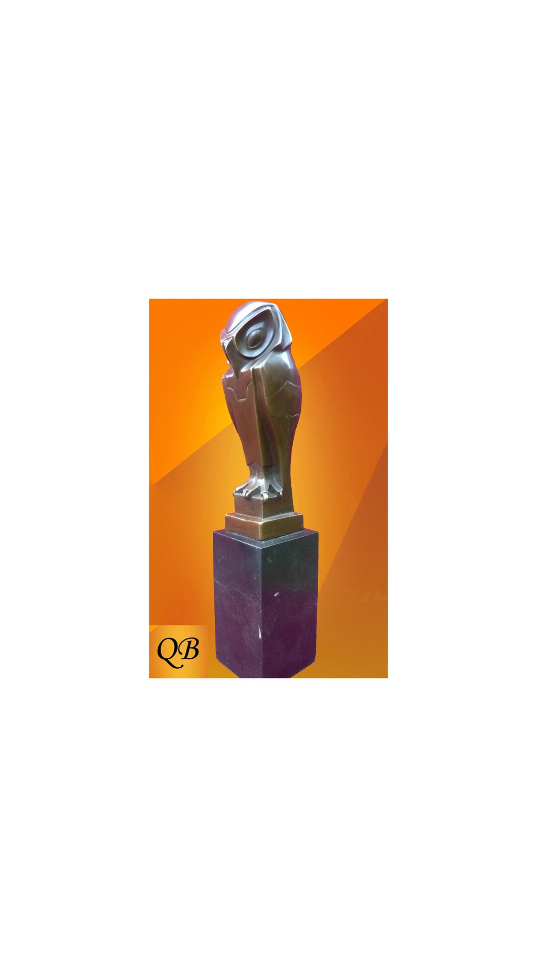 Art Deco Bronze Owl Statue: Cubist Sculpture on Marble Base - Etsy
