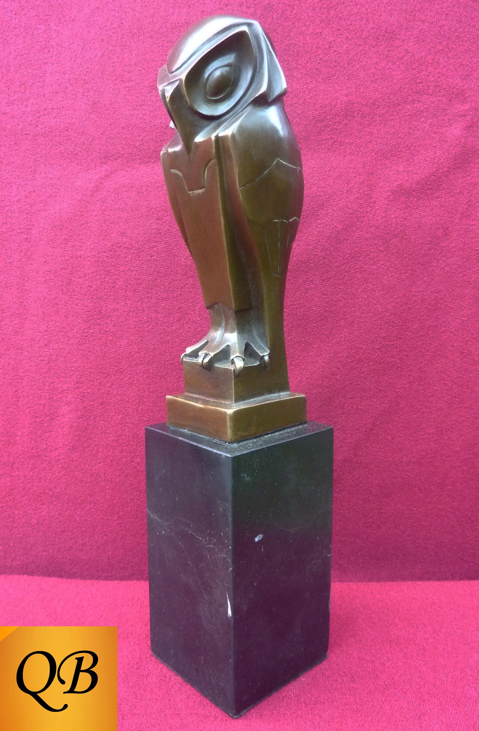 Art Deco Bronze Owl Statue: Cubist Sculpture on Marble Base - Etsy