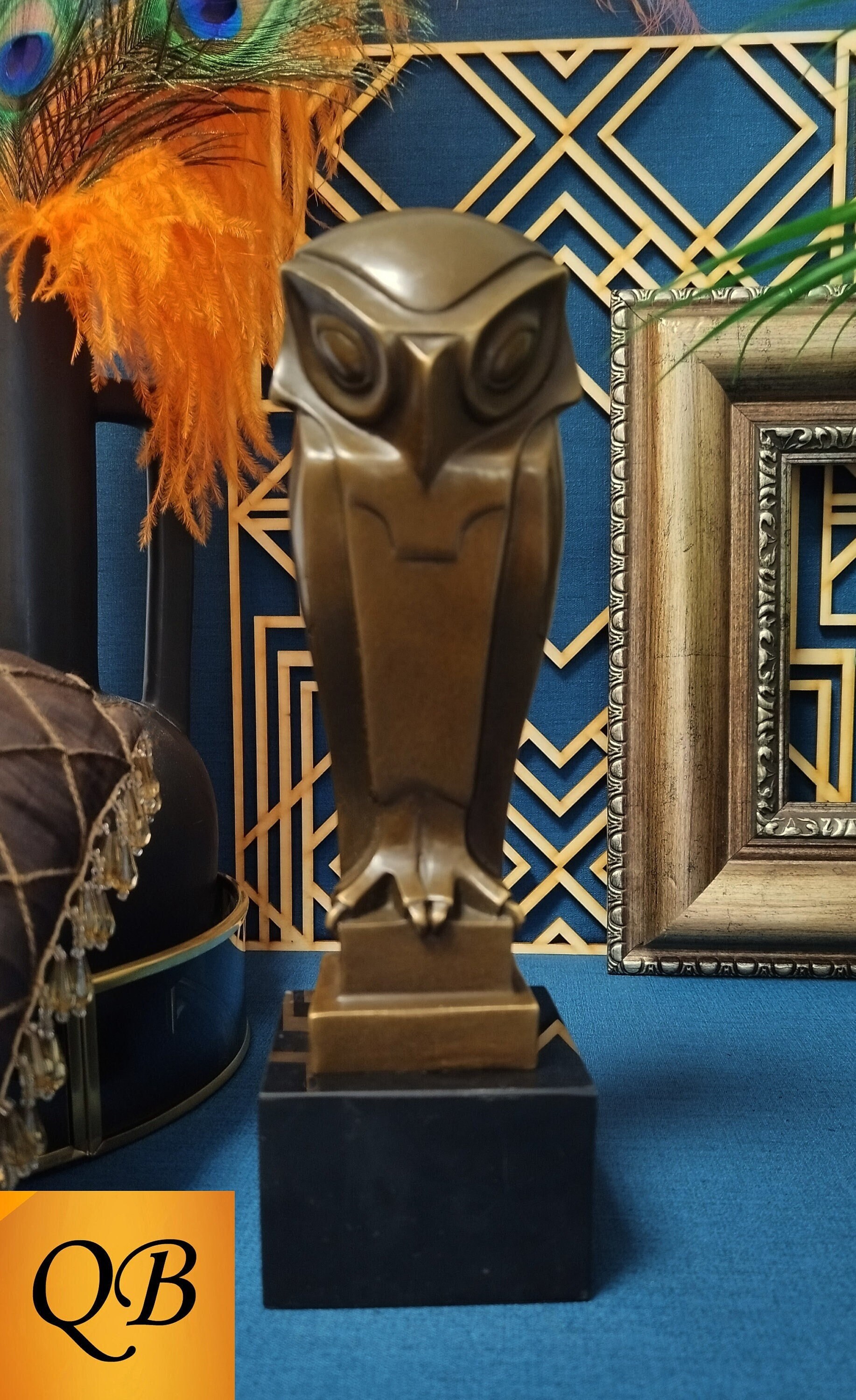 Bronze Owl Art Deco Figurine Cubist Statue. an Ideal Gift for Teachers ...
