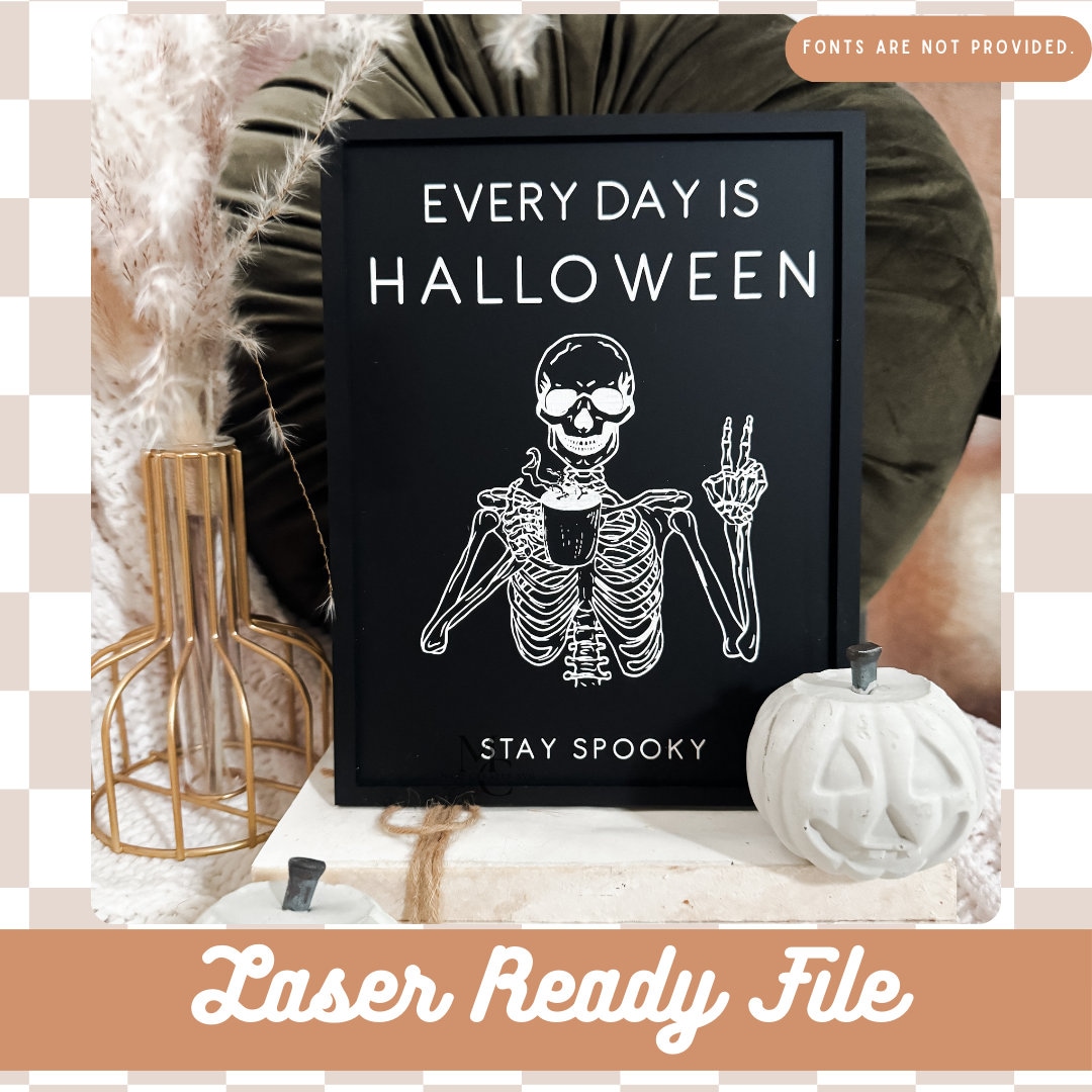 Halloween Sign SVG File: Spooky Skeleton, Small Business Use (digital ...