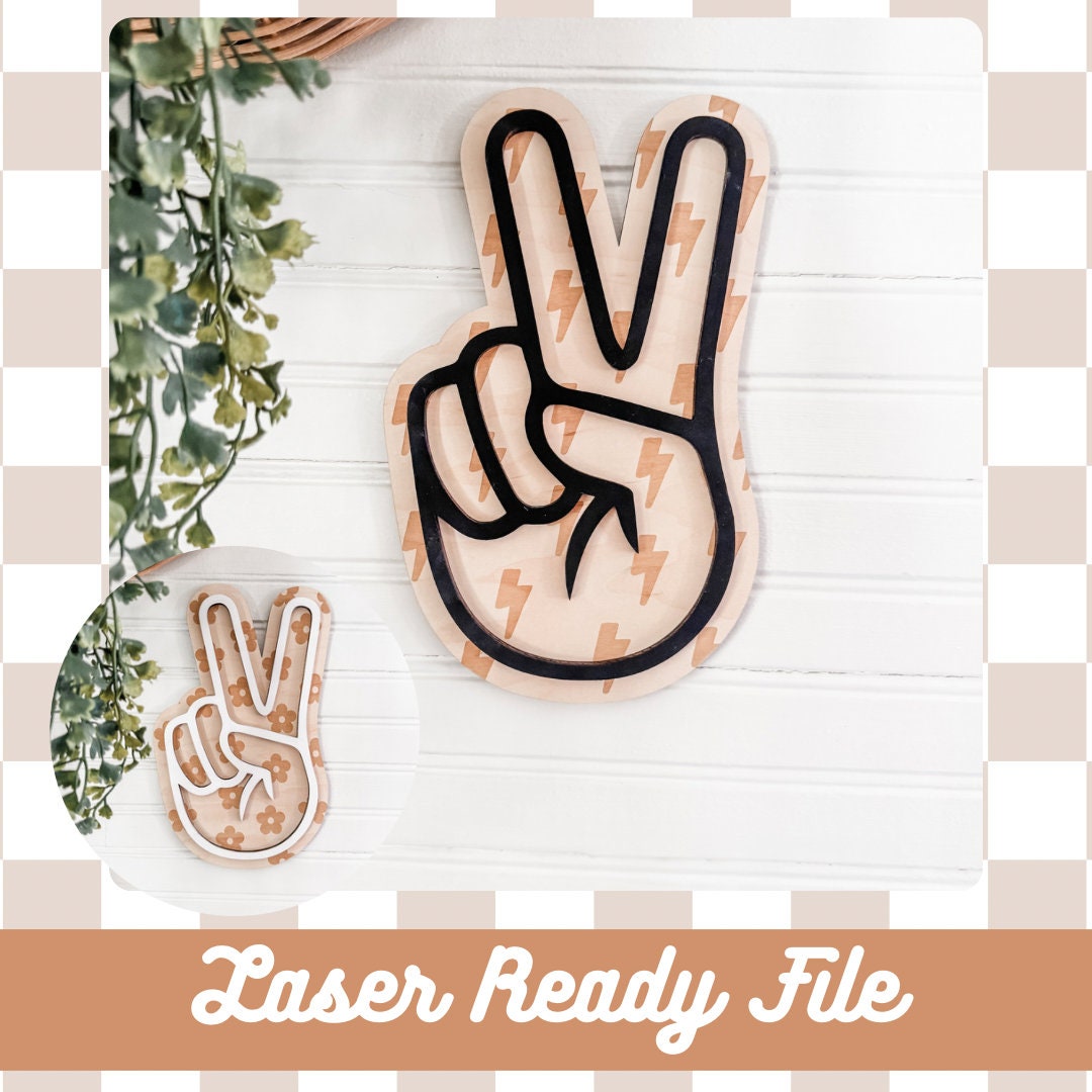 Daisy Peace Sign SVG: Lightning Bolt Decor, Laser Cut File (digital ...