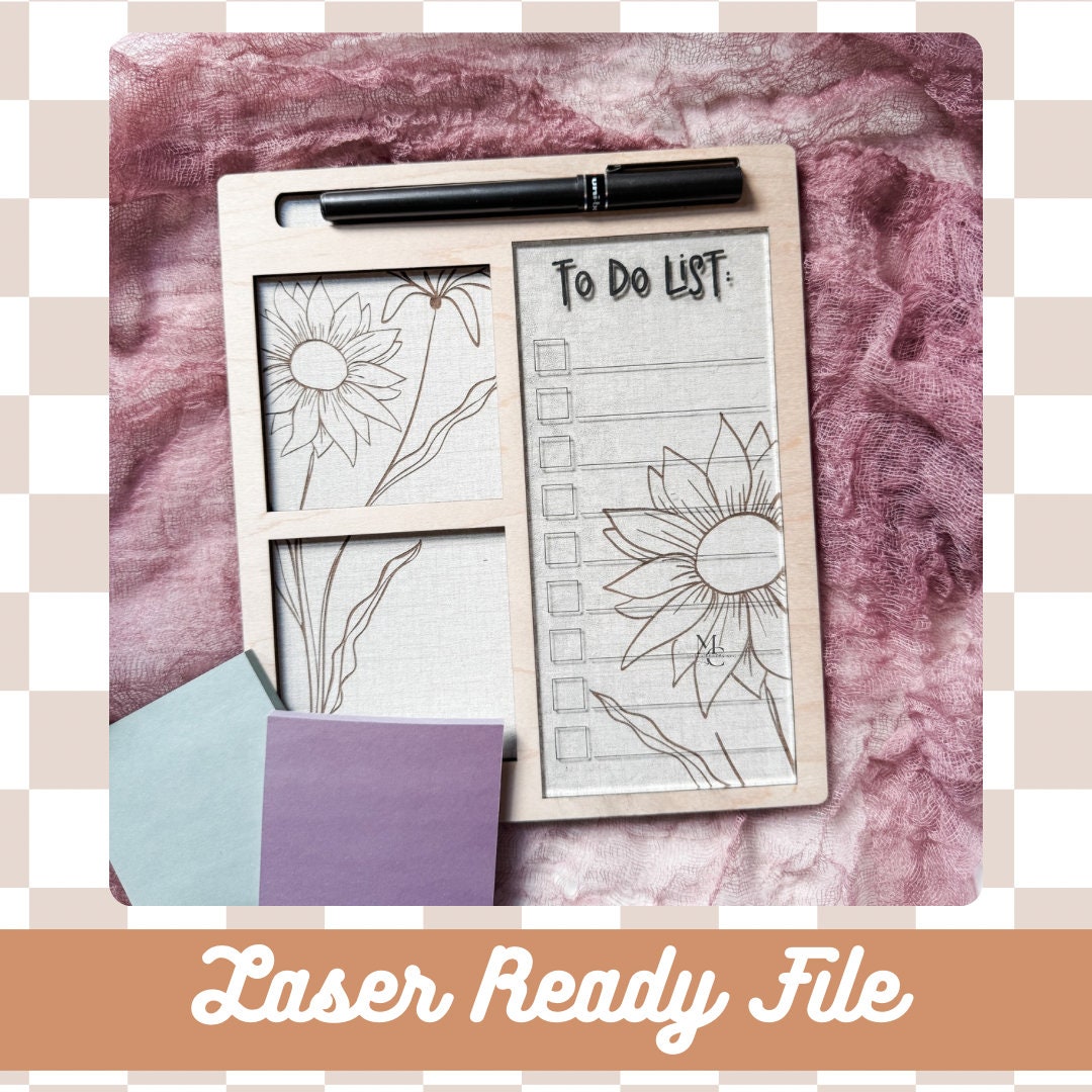 To Do List Desktop SVG: Post-it Holder, Laser Cut File - Etsy
