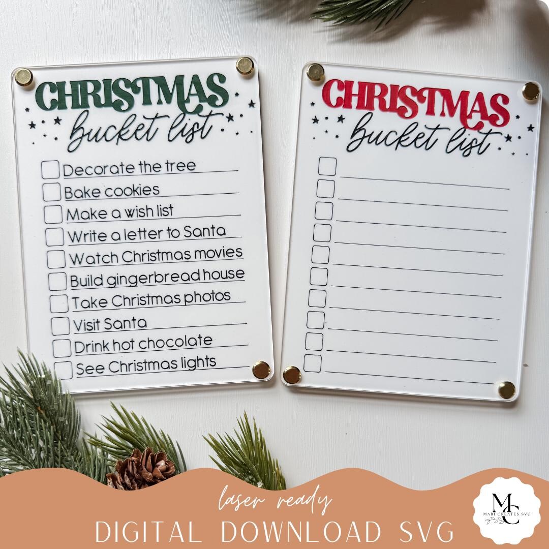 Christmas Bucket List SVG File: Holiday Traditions (digital Download ...