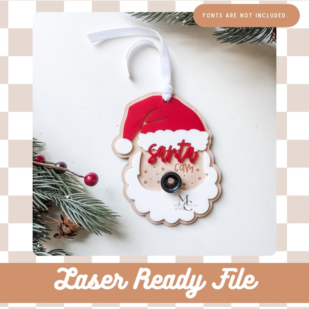 Santa Cam Ornament SVG File: Christmas Laser Cut File (digital Download ...