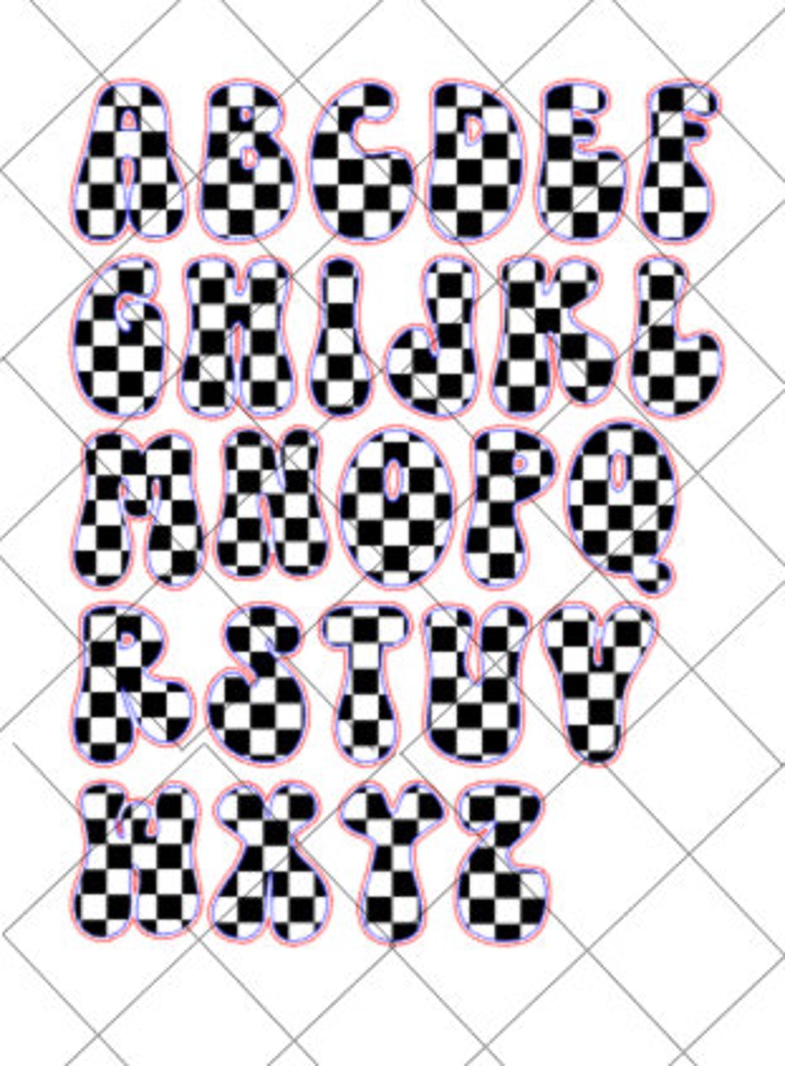 DIGITAL Download Checkered Alphabet SVG Retro Decor Svg - Etsy