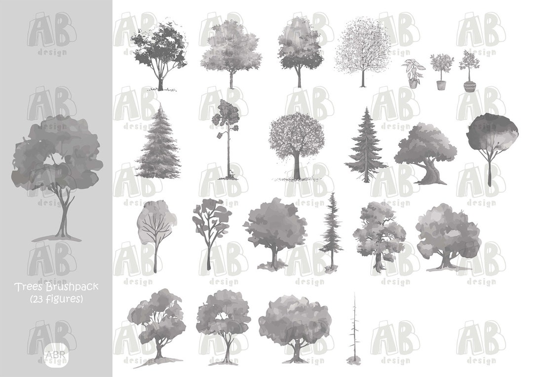 23 Tree Figures Brushpack for Photoshop (ABR) - Etsy