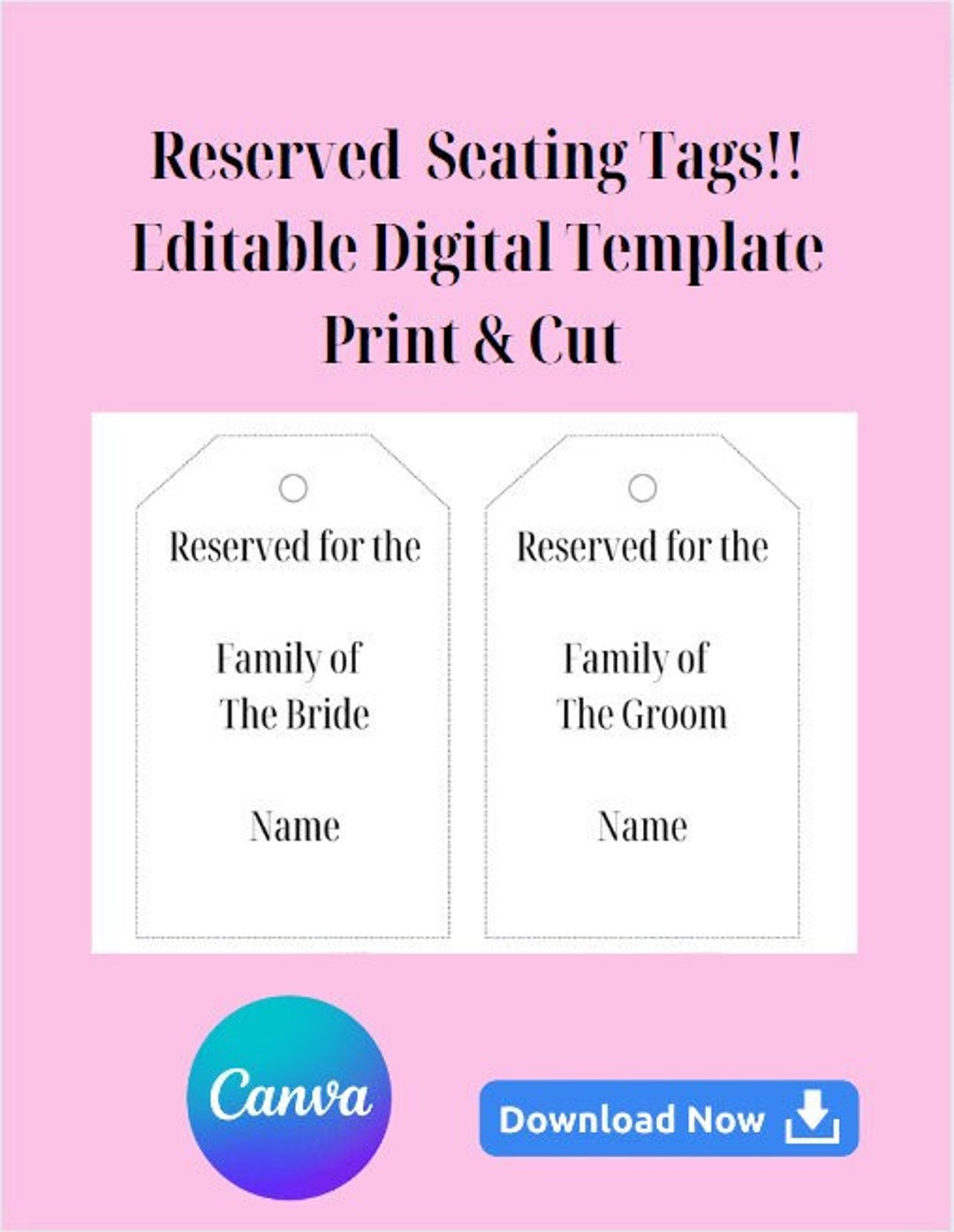 Ceremony Seating Tags Template | Printable Wedding Place Cards ...