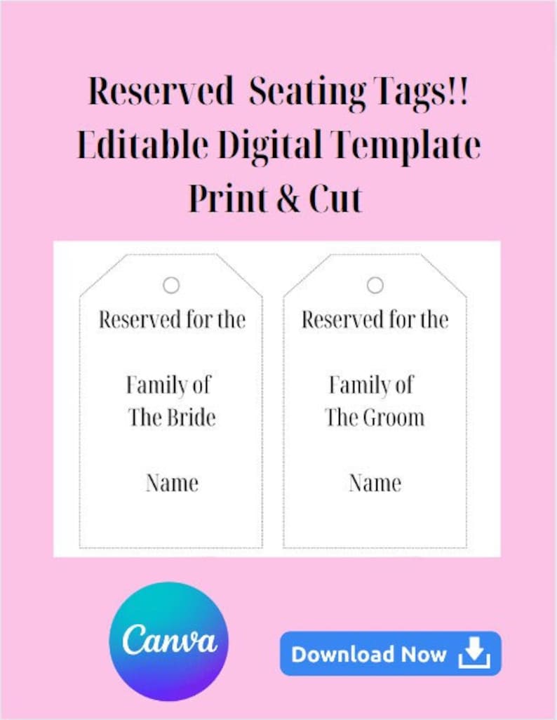 Ceremony Seating Tags Template | Printable Wedding Place Cards ...
