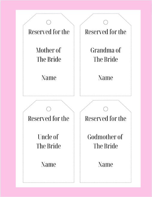 Ceremony Seating Tags Template | Printable Wedding Place Cards ...