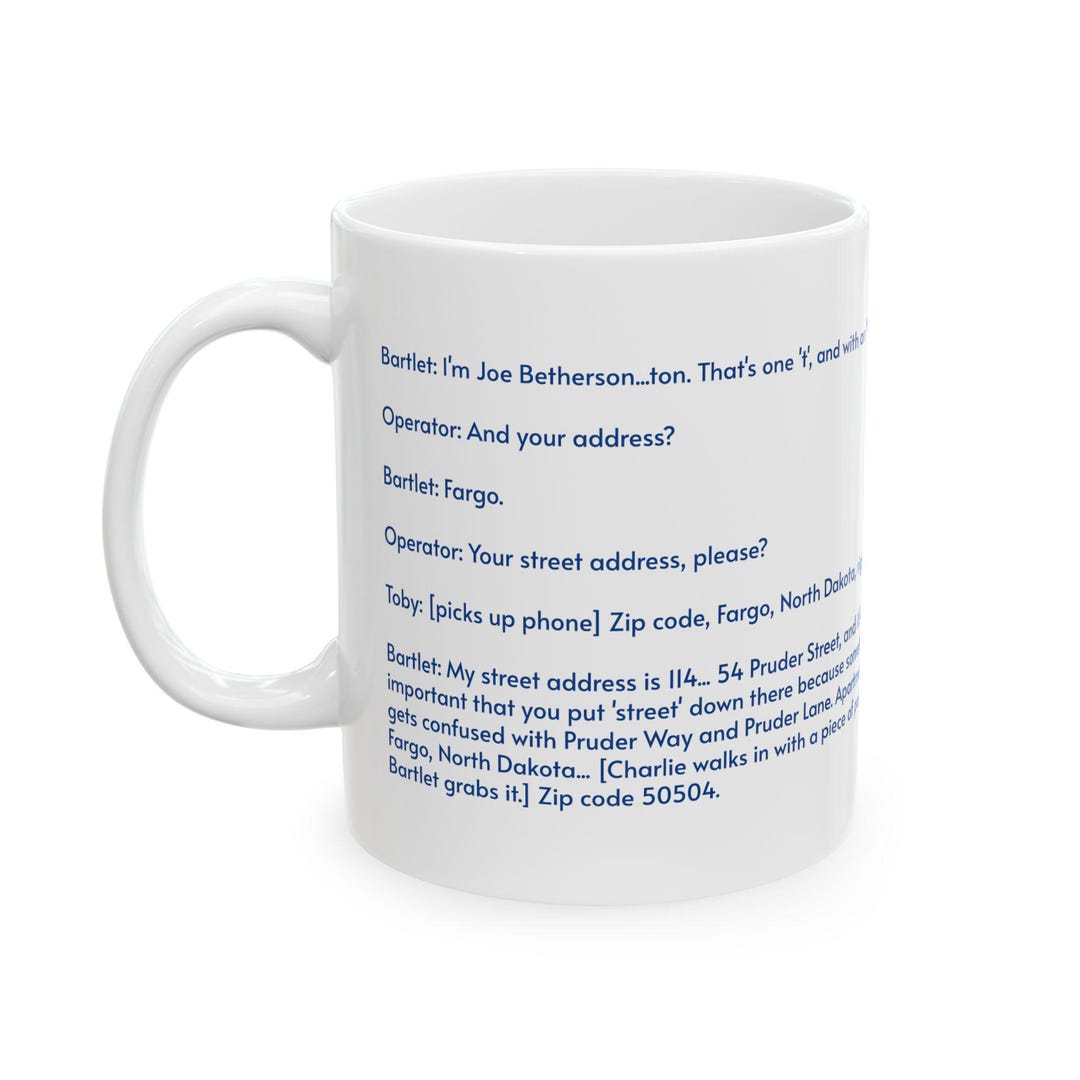 West Wing Mug, Jed Bartlet Calling the Butterball Hotline, West Wing ...