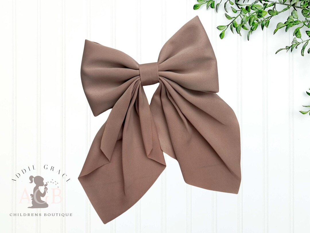Tan Latte Coquette Hairbow on Clip – Elegant Handmade Bow for Adults ...