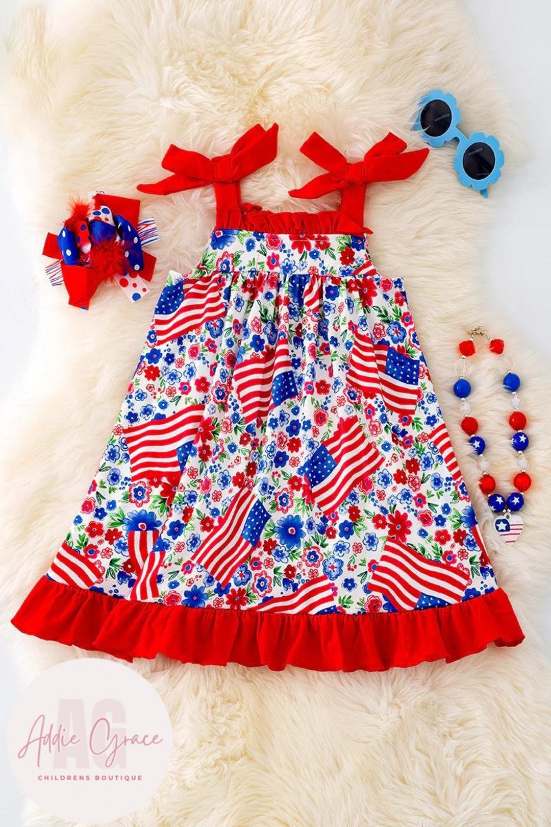 American Flag Girls Dress for Fourth of July Outfit for Sisters for ...