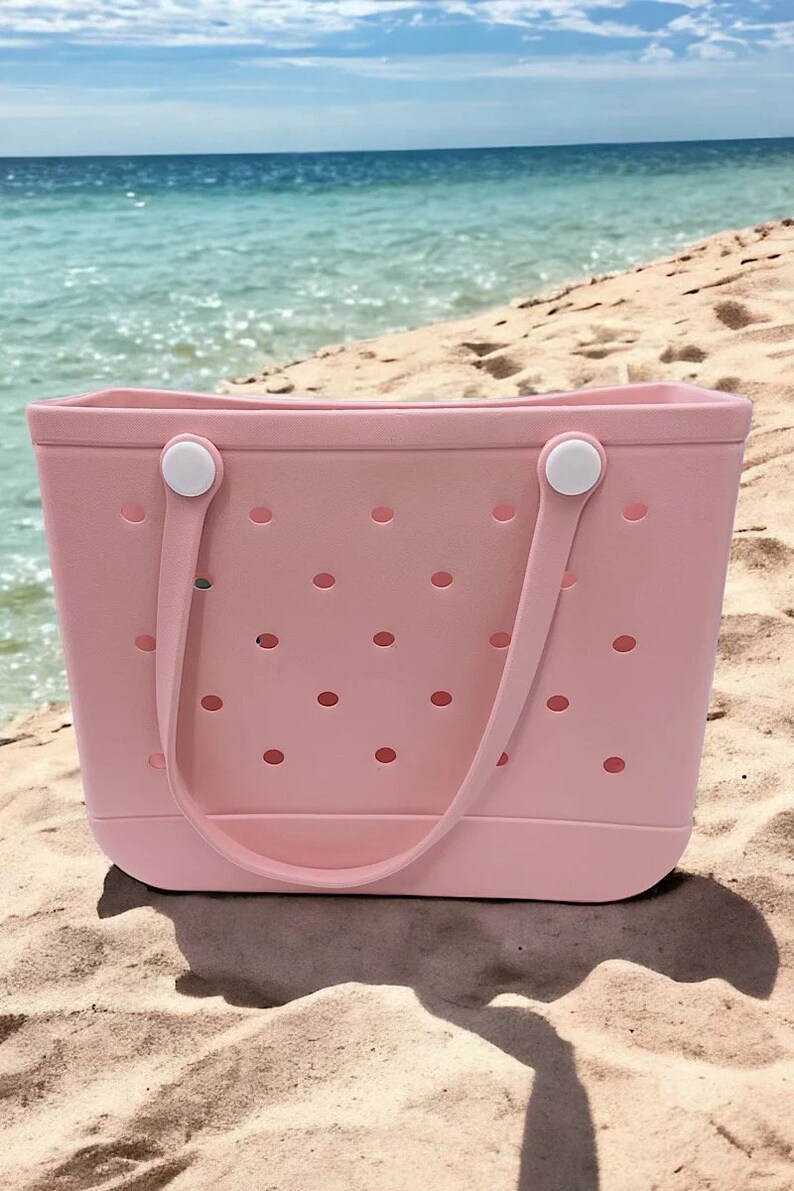 Blush Pink Beach Bag Rubber Tote Bag for Women and Children Mom & Me ...