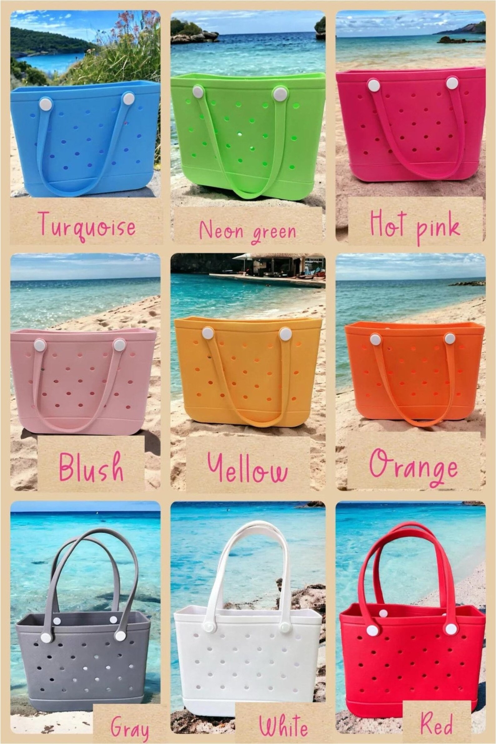 Beach Bag Rubber Tote Bag for Women Waterproof Sandproof Pool Bag Sports Bag for Boat Bag Viral ...