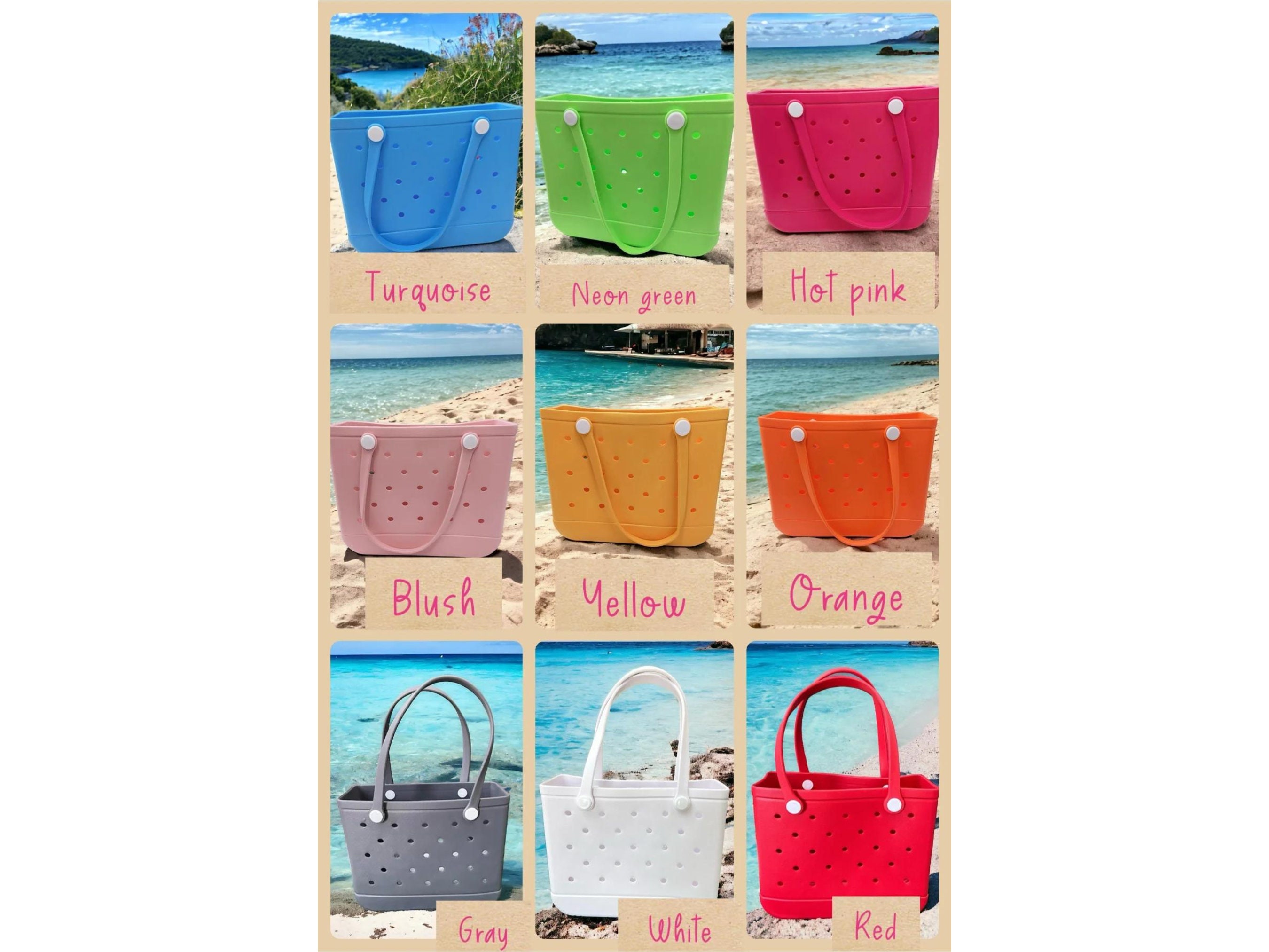 Beach Bag Rubber Tote Bag for Women Waterproof Sandproof Pool Bag ...