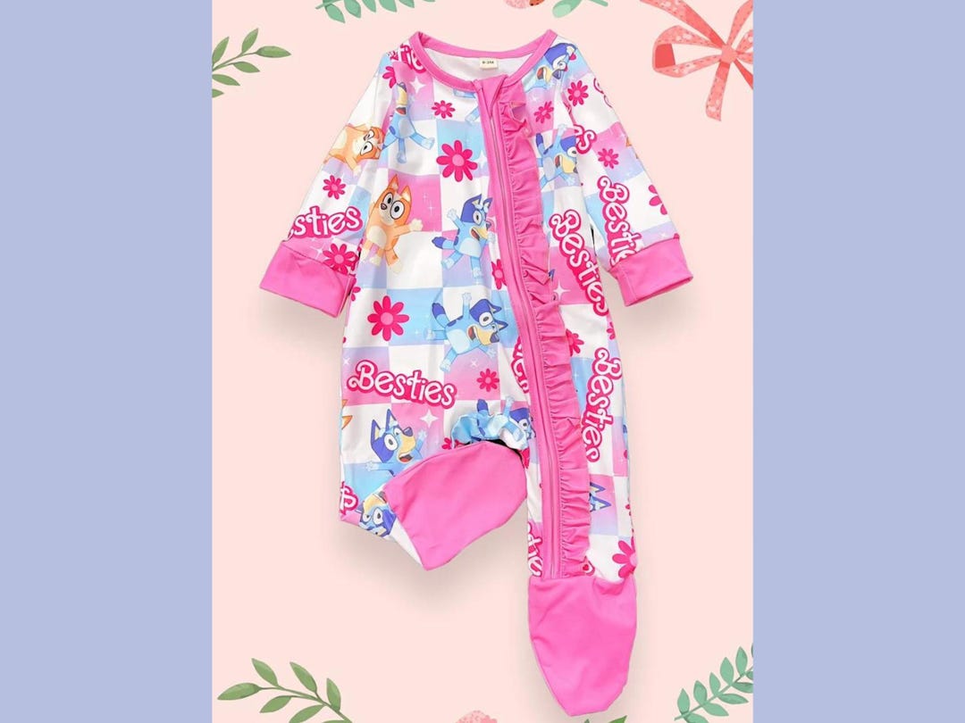 Bluey Baby Girls Romper, Bluey and Bingo Pjs, Baby Girl Cartoon Zipper ...