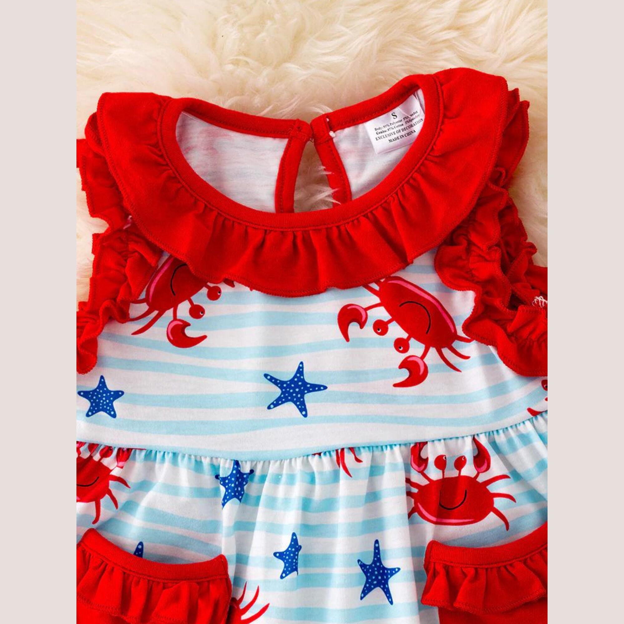 Crabby Girl Beach Day Fun Ruffle Shorts Set for Summer Childrens ...