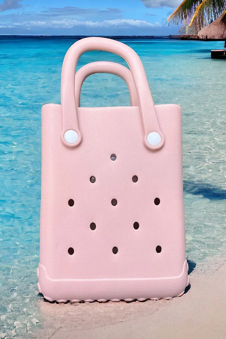 Blush Pink Beach Bag Rubber Tote Bag for Women and Children Mom & Me ...