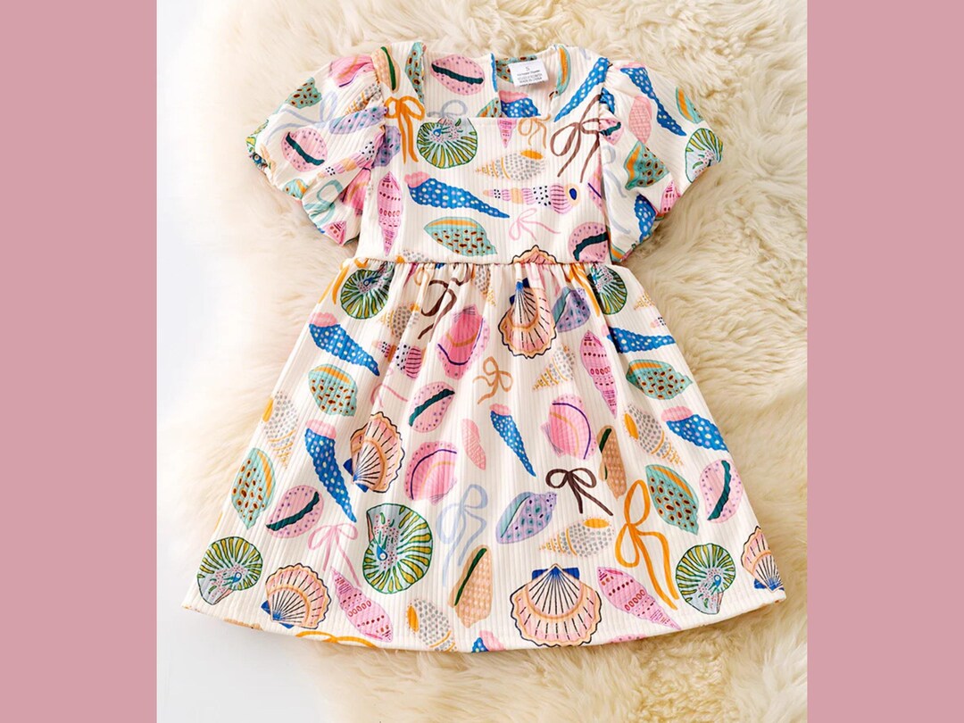 Summer Girls Seashell Dress for Vacation With Open Back Beach Twirl ...