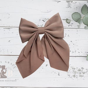 Tan Latte Coquette Hairbow on Clip – Elegant Handmade Bow for Adults ...