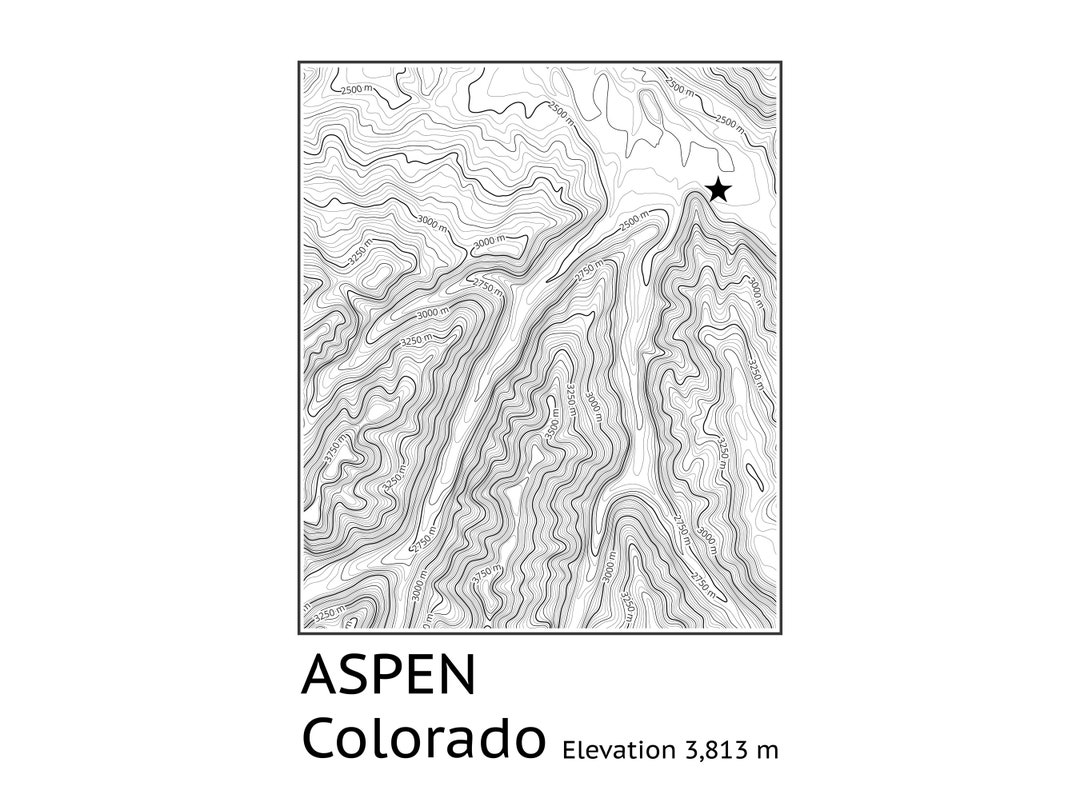 Aspen, Colorado | Topography Print | Downloadable File - Etsy