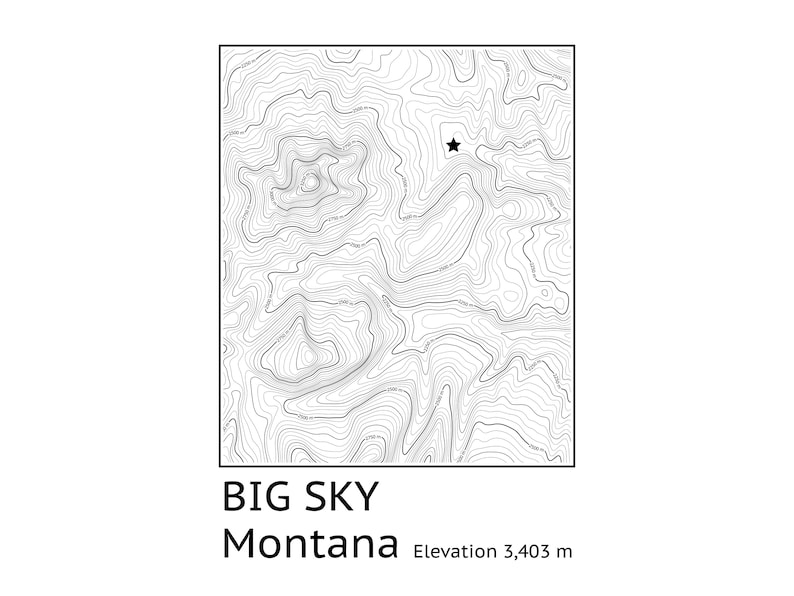 Big Sky, Montana | Topography Print | Downloadable File - Etsy