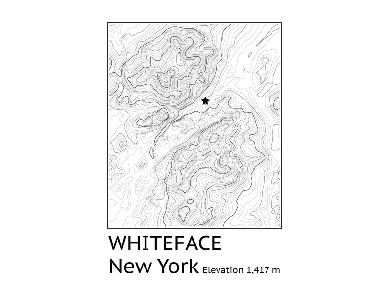 Whiteface, New York | Topography Print | Downloadable File - Etsy