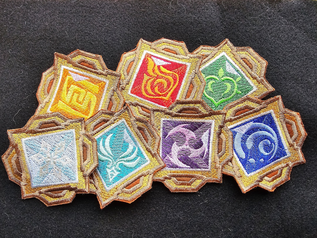 Genshin Impact's Liyue Style Vision Patches. Pyro, Hydro, Cryo, Electro ...