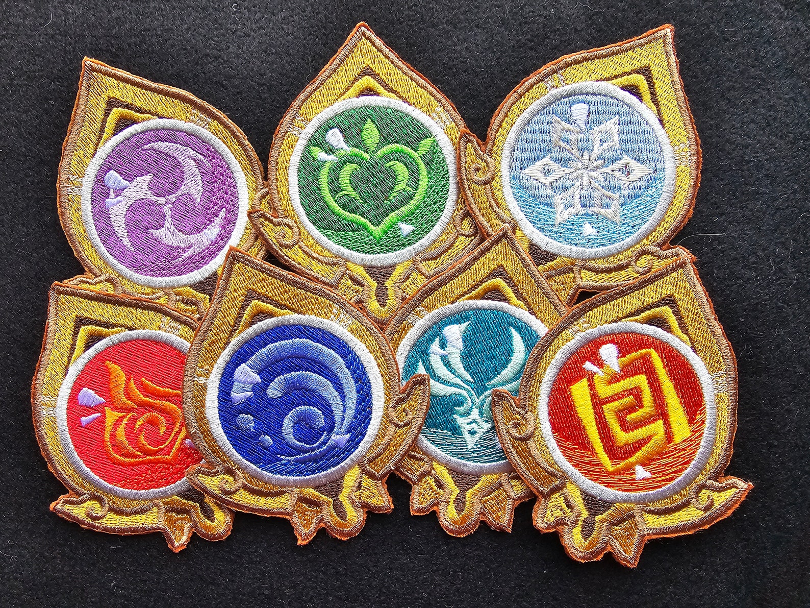 Genshin Impact's Sumeru Style Vision Patches. Pyro, Hydro, Cryo ...