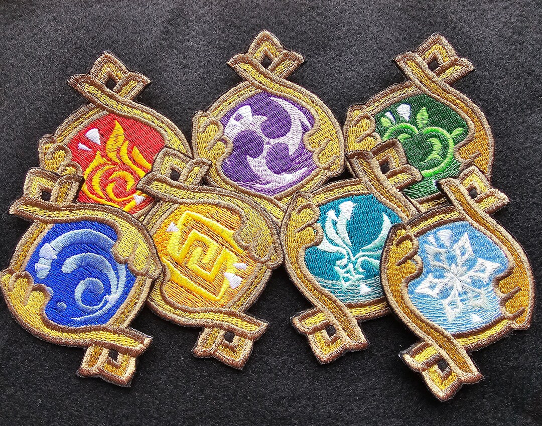 Genshin Impact's Fontaine Pneuma Style Vision Patches. Pyro, Hydro ...
