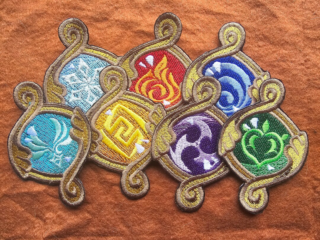 Genshin Impact's Fontaine Ousia Style Vision Patches. Pyro, Hydro, Cryo ...