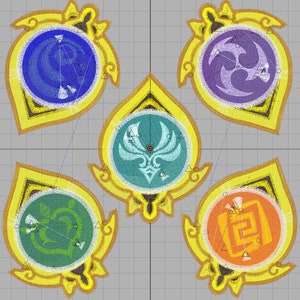 Genshin Impact's Sumeru Style Vision Patches. Pyro, Hydro, Cryo ...