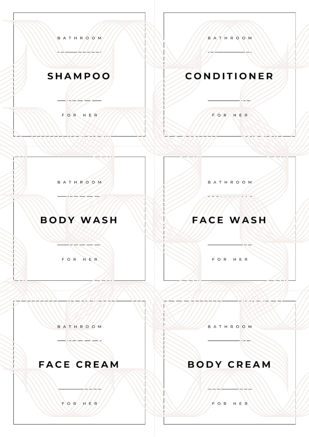 Printable Labels for Her, Bathroom Toiletry Labels, Downloadable PDF - Etsy