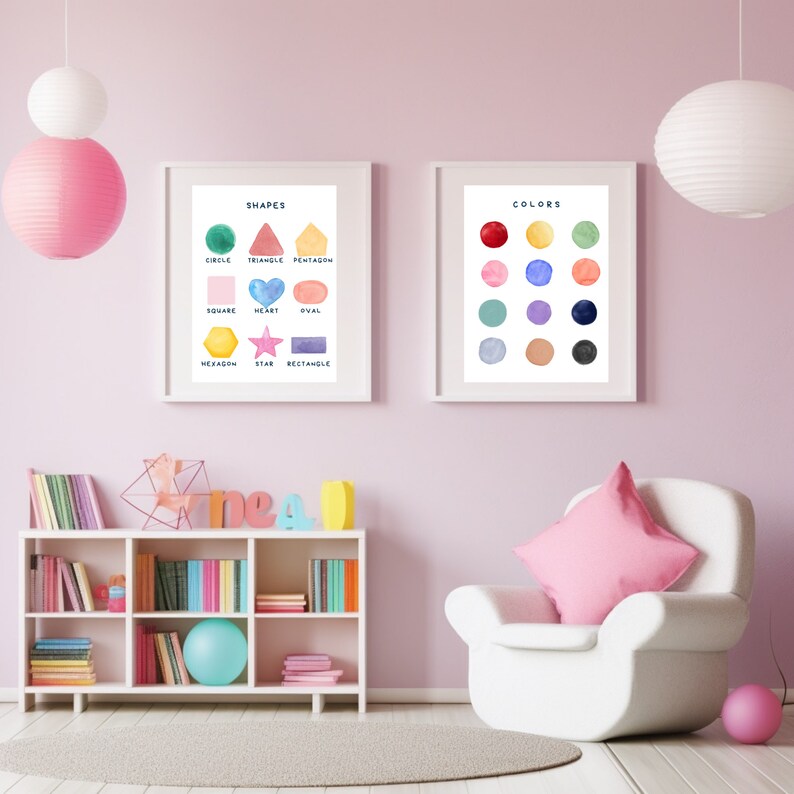 Shapes Educational Poster, Colors Poster, Classroom Decor, Playroom ...