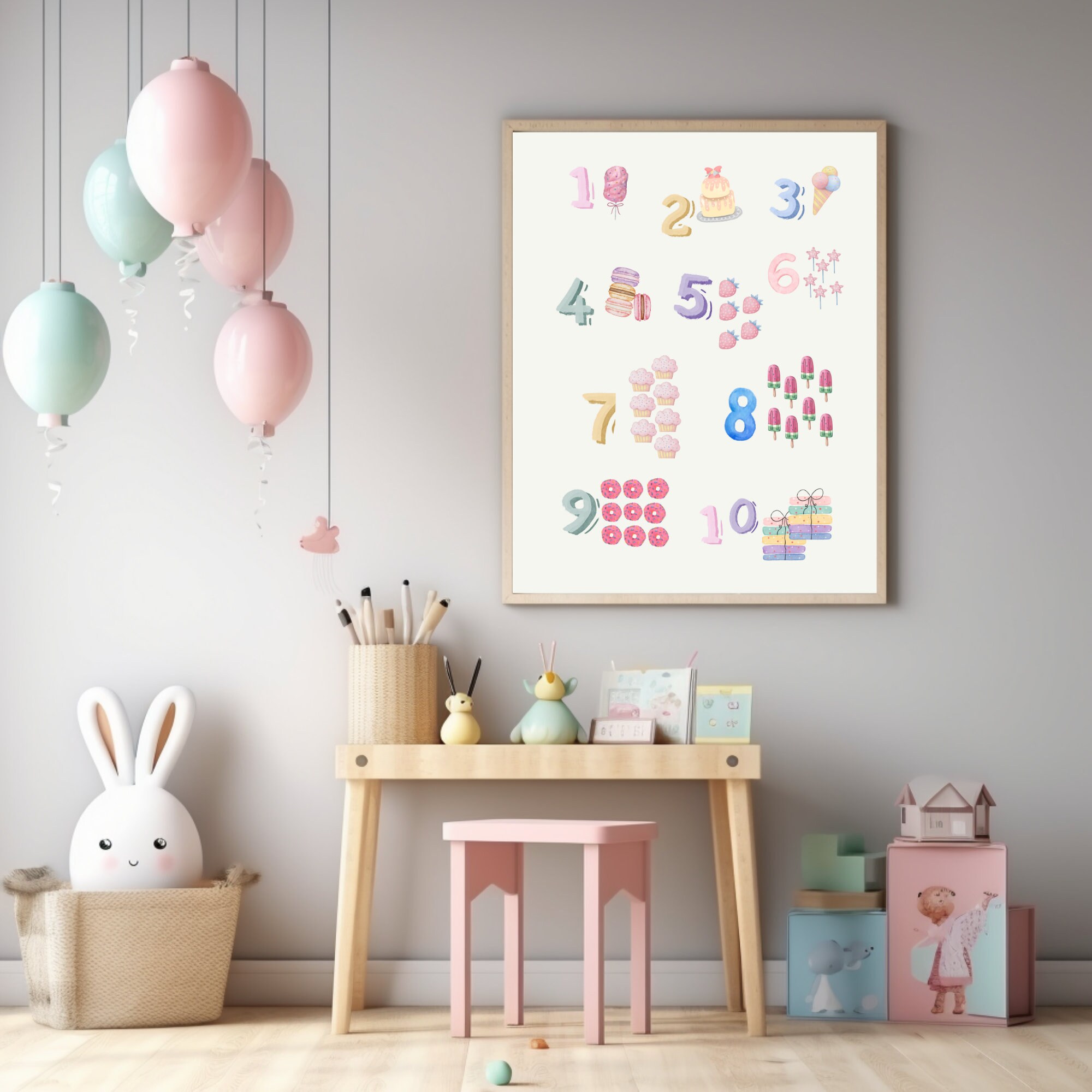 Numbers Educational Poster, Numbers Poster, Colors Educational Print ...